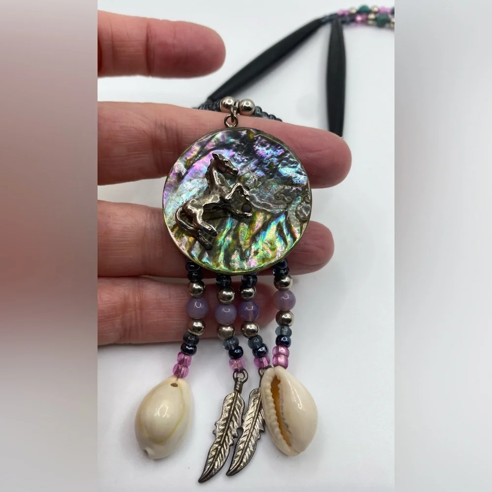 Hand Crafted | Jewelry | Native American Abalone Shell Horse Necklace ...